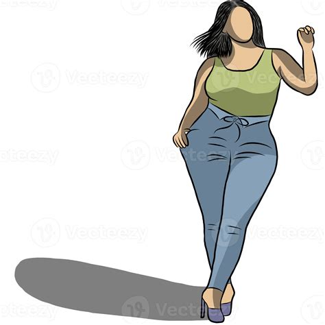 Line Drawing Of Cartoon Character Woman Plus Size 20994835 PNG
