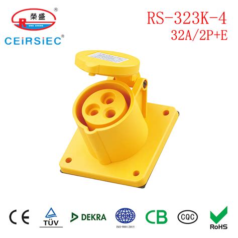 Yellow 110v Ip44 Industrial Socket With Ce Certificate Ip44 Single Phase Panel Socket Panel