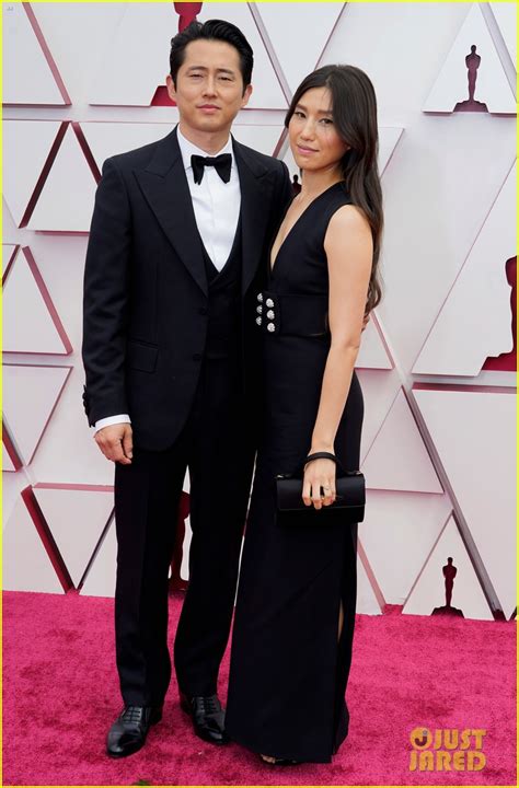 Steven Yeun Is Supported By Wife Joana Pak On The Oscars 2021 Red