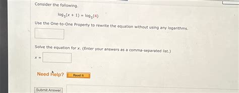 Solved Consider The Following Log X Log Use The Chegg Com