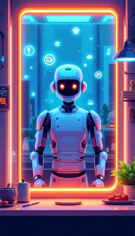 Free Digital Kitchen Assistant Image Robot Chef Cyberpunk