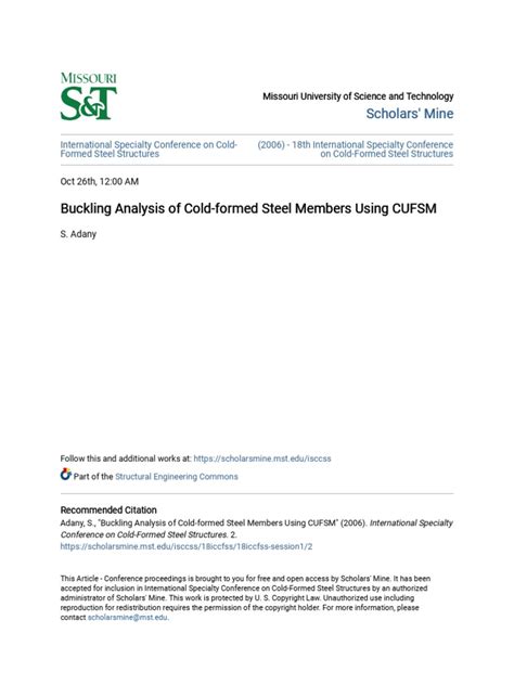 Buckling Analysis Of Cold Formed Steel Members Using Cufsm Download Free Pdf Buckling Bending