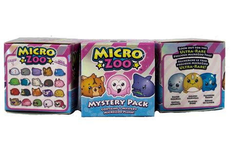Microzoo 3 Pack Small Plush Collectible Stuffed Animals Mystery Box