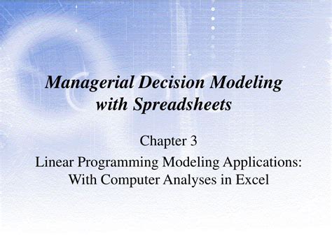 Managerial Decision Modeling With Spreadsheets Regarding Ppt Managerial Decision Modeling With