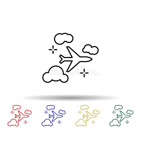 Airplane Flight Clouds Multi Color Style Icon Simple Thin Line Outline Vector Of Airport