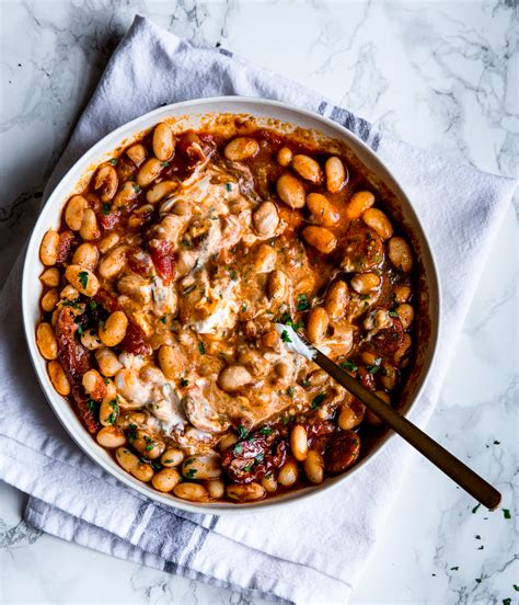 Baked Beans With Harissa Chorizo Sun Dried Tomatoes The Tasty Other