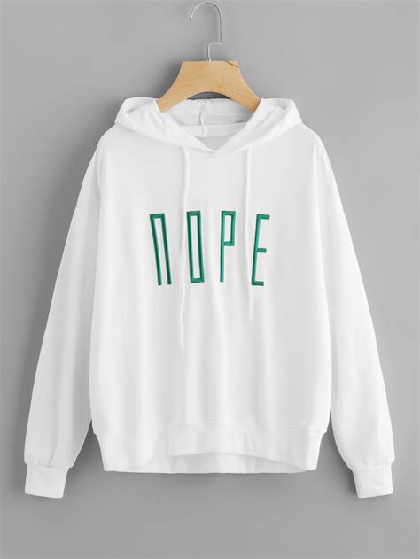 Letter Embroidered Hoodiefor Women Romwe