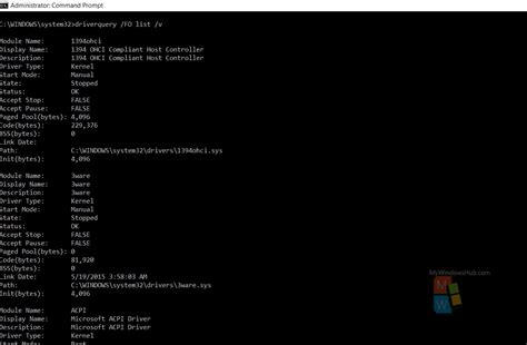 How To Get A List Of Device Drivers In Windows 10 Using Command Prompt
