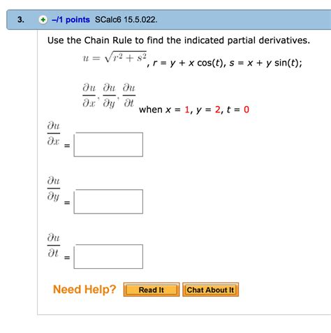 solved use the chain rule to find the indicated partial