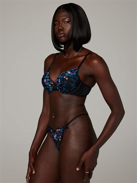 Wallflower Padded Push Up Bra In Black And Blue And Multi Savage X Fenty