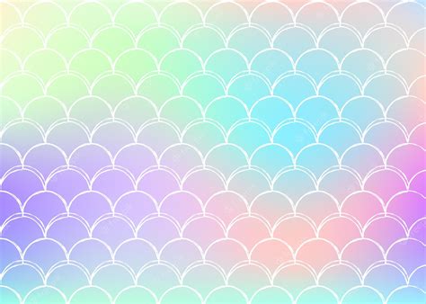 홀로그램 비늘이있는 그라데이션 인어 배경 프리미엄 벡터