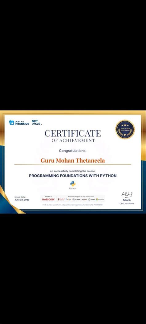 Guru Mohan Thetaneela On Linkedin Nxtwave Ccbpian Python
