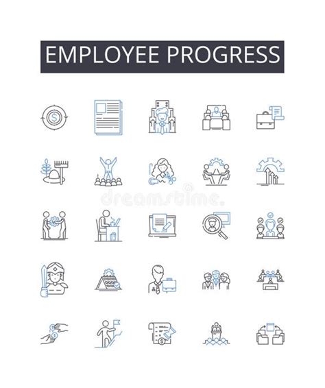 Employee Progress Line Icons Collection Guidance Coaching Assessment Direction Planning