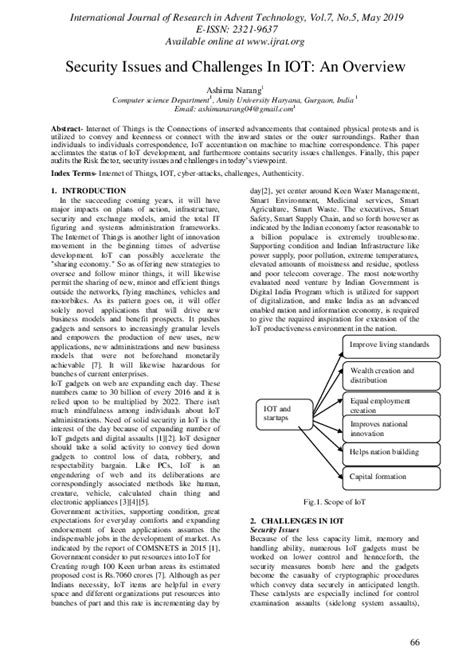 Pdf Security Issues And Challenges In Iot An Overview