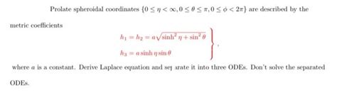 Solved Prolate Spheroidal Coordinates 0 5n