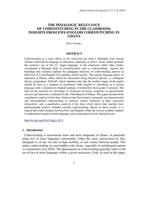 Pdf The Pedagogic Relevance Of Codeswitching In The Classroom