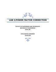 LAB POWER FACTOR CORRECTION Docx LAB POWER FACTOR CORRECTION FACULTY OF ENGENERING AND