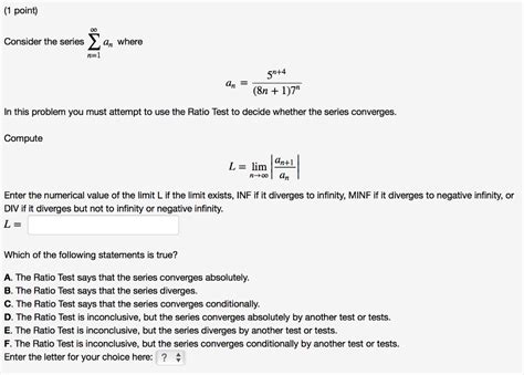 Solved 1 Point Consider The Series 2n 1 An Where 2n Chegg Com