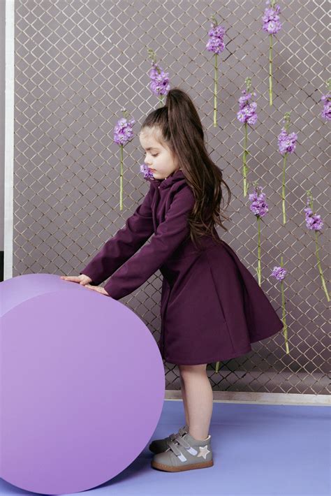 Dark Purple Flared Coat For Girls Ruby Purple Rainsisters