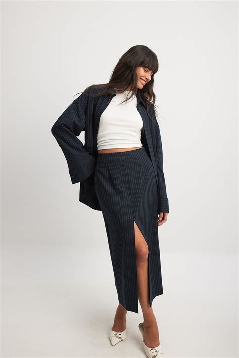Front Slit Midi Skirt Navy Na Kd