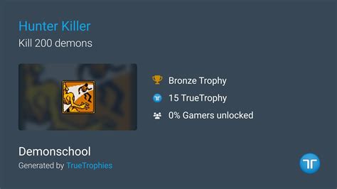 Hunter Killer Trophy In Demonschool Ps4