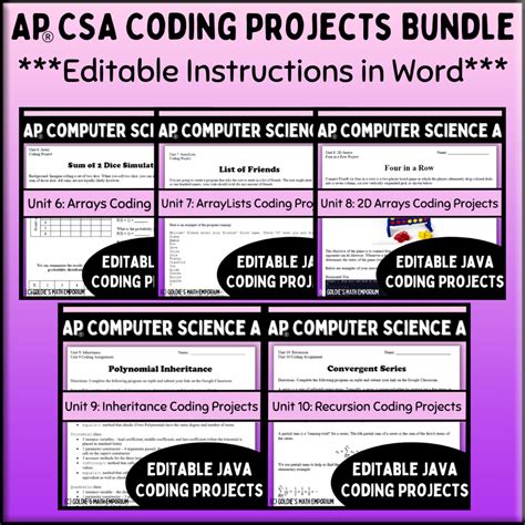 goldie s ap® computer science a coding projects bundle goldie s math emporium