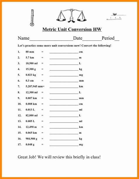 Unit Conversion Worksheet 1