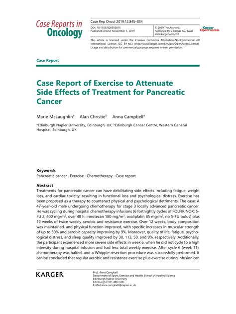 PDF Case Report Of Exercise To Attenuate Side Effects Of Treatment
