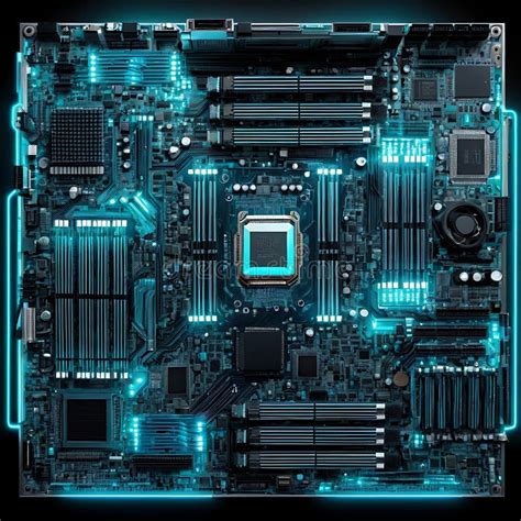 Hi Tech Computer Interior With Energy Core Stock Illustration