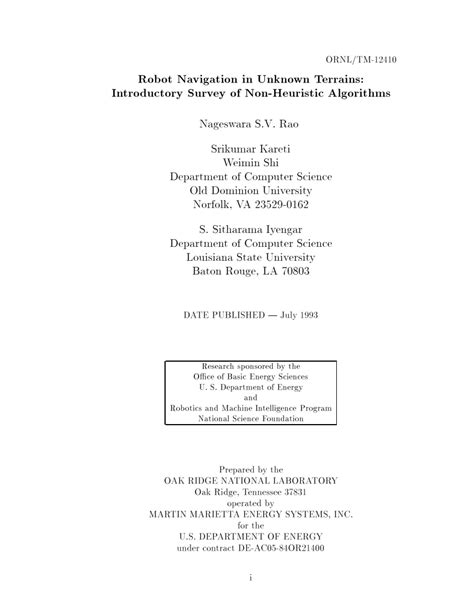 Pdf Robot Navigation In Unknown Terrains Introductory Survey Of Non Heuristic Algorithms
