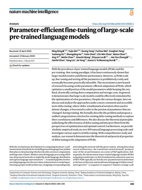 Parameter Efficient Fine Tuning Of Large Scale Pre Trained Language