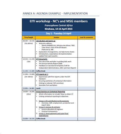 Training Agenda Template In Apple Pages Google Docs Word Pdf