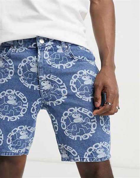 Crooked Tongues X Felix The Cat Regular Length Denim Shorts With Print