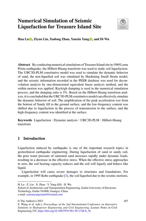 Pdf Numerical Simulation Of Seismic Liquefaction For Treasure Island Site