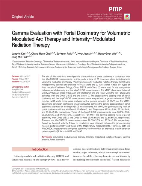 Pdf Gamma Evaluation With Portal Dosimetry For Volumetric Modulated