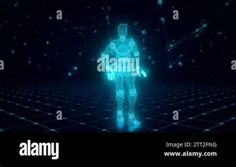Dancing Blue 3d Character Luminous Artificial Intelligence From
