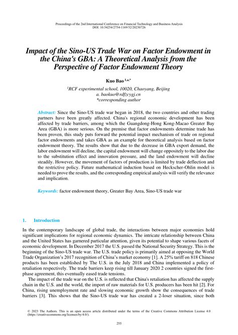 pdf impact of the sino us trade war on factor endowment in the china