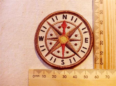 Beige Antique Compass Patch Adventure Patch Traveler Patch Travel