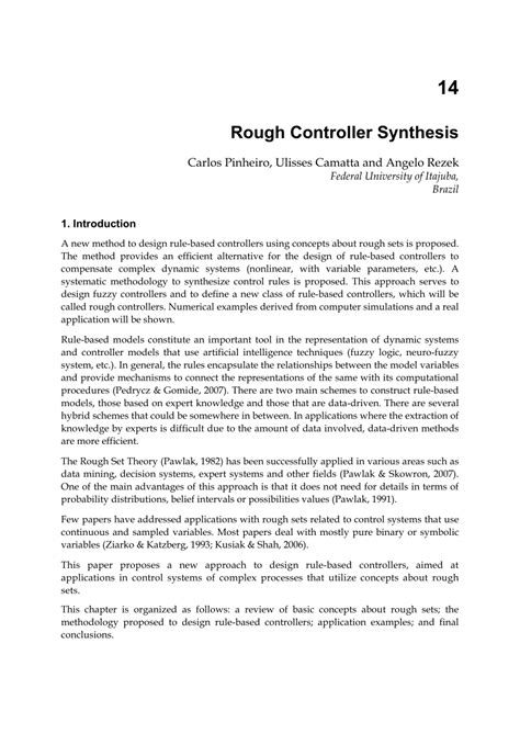 Pdf Rough Controller Synthesis