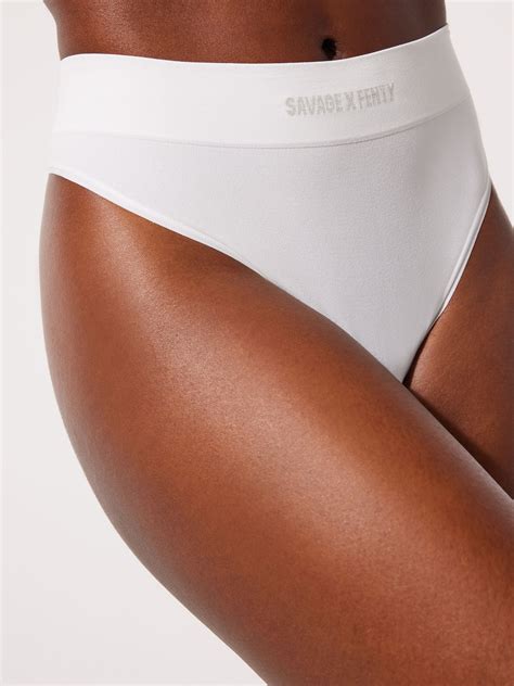 Seamless High Waist Thong Panty In White Savage X Fenty France