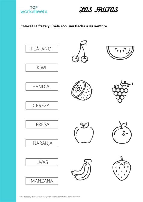 Colorea La Fruta Y Une Lectura Y Escritura Actividades De Escritura