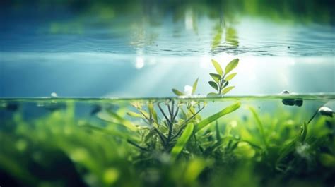Premium Photo Half Underwater Split Macro Photography Stream Of Fresh