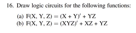 Solved Draw Logic Circuits For The Following Functions Chegg Com