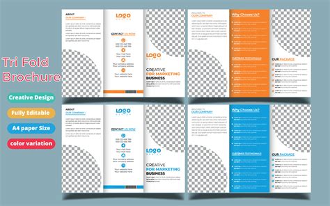 Business Brochure Template In Tri Fold Layout Corporate Design Leaflet With Replacable Image