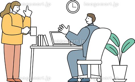 オフィスで会話をする女性と男性のイラスト素材 251954090 イメージマート