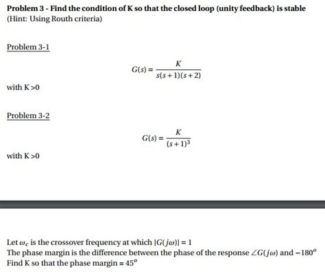 Solved Problem Find The Condition Of K So That The Chegg