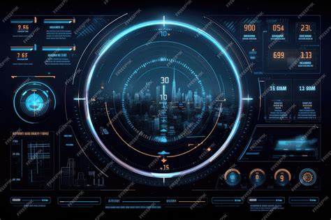 Premium Photo Futuristic Interface With City In Background Hud