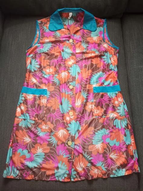 DDR KITTEL KITTELSCHÜRZE Nylon Dederon Schürze Hauskleid apron Kittel