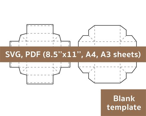 Box With Lid Template Square Box With Lid Gift Box With Lid Etsy