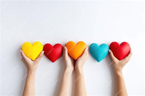 Premium Ai Image Multicolored Hearts Held Together Depict Global